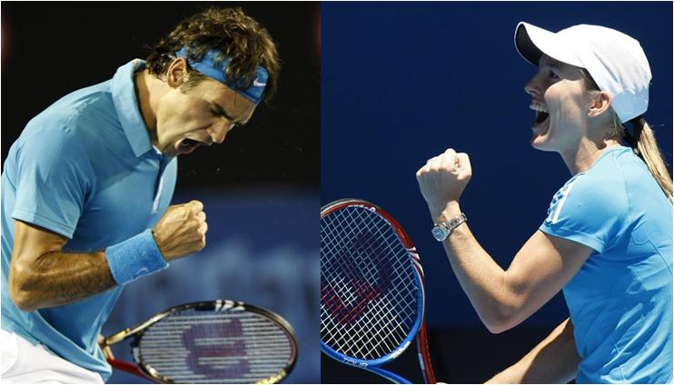 Roger Federer and Justine Henin: Australian Reflection in Blue and ...